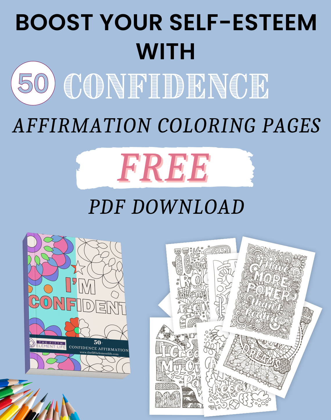 Uplifting Confidence Affirmation Coloring Book Bundle To Boost Your Se ...