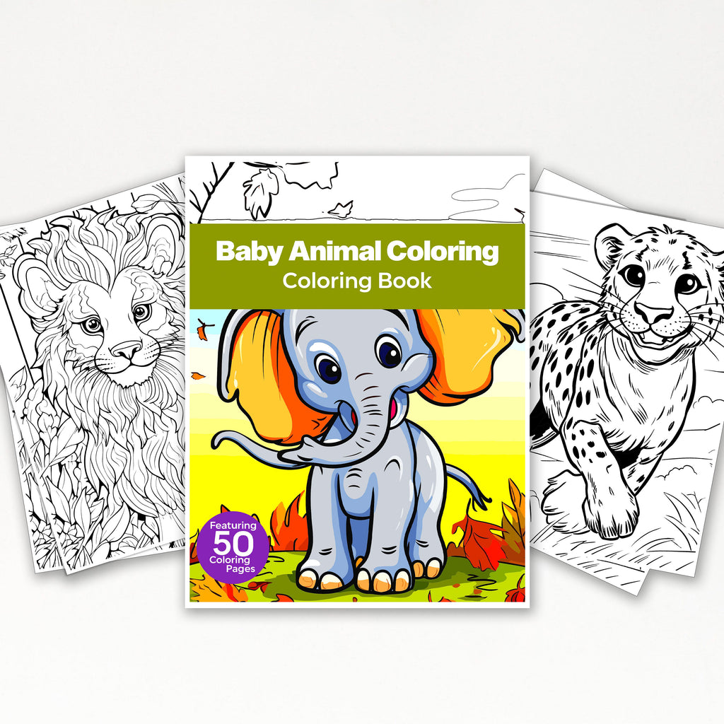 50 Baby Animal Printable Coloring Pages For Kids & Adults (INSTANT DOW ...