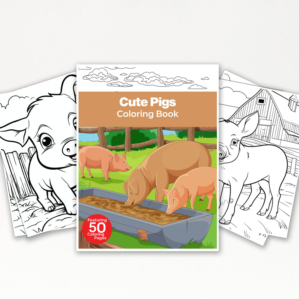 50 Adorable Pig Printable Coloring Pages For Kids & Adults (INSTANT DO ...