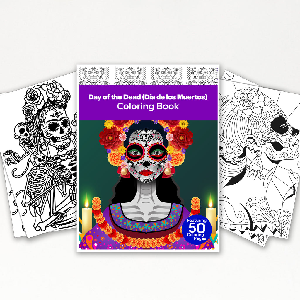 50 Day Of The Dead Printable Coloring Pages For Kids & Adults (INSTANT ...