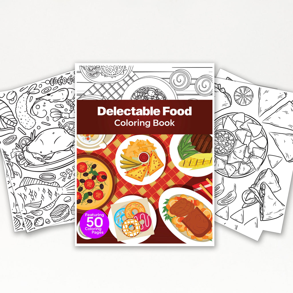 50 Delectable Food Printable Coloring Pages For Kids & Adults (INSTANT ...