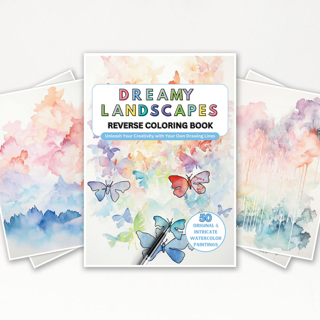 50 Dreamy Landscapes Printable Reverse Coloring Pages For Kids And Adu ...