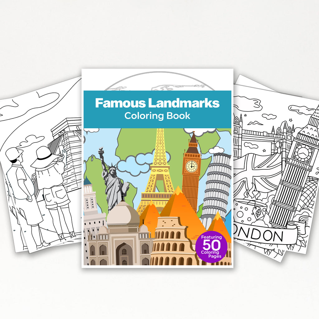 50 Famous Landmark Printable Coloring Pages For Kids & Adults (INSTANT ...