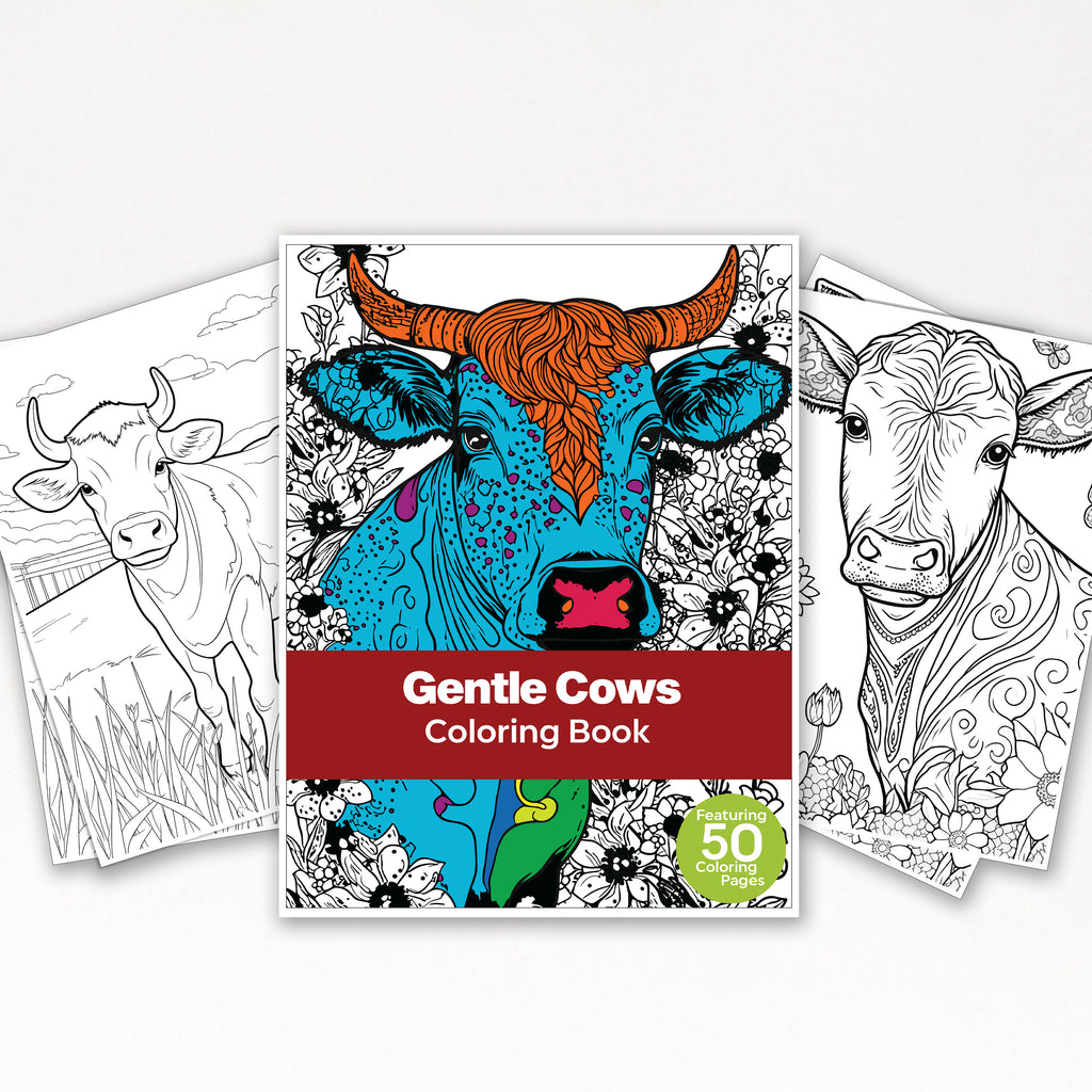 Gentle Cows Printable Coloring Pages For Kids & Adults (INSTANT DOWNLO ...