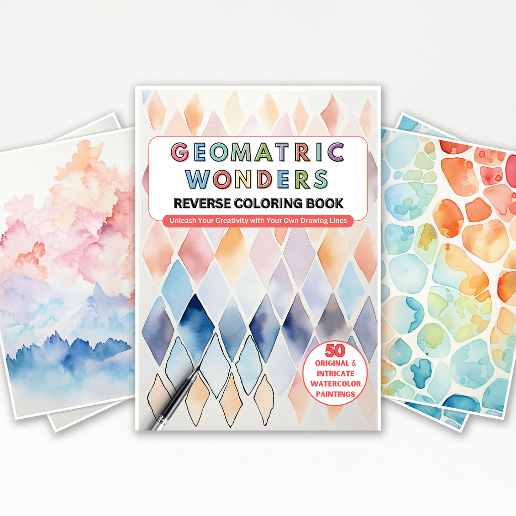 50 Geometric Wonders Printable Reverse Coloring Pages For Kids And Adu ...