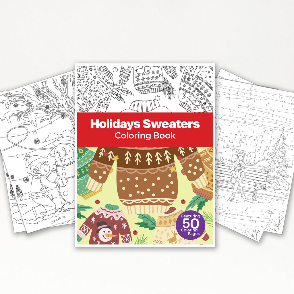 50 Holiday Sweater Printable Coloring Pages For Kids & Adults (INSTANT ...