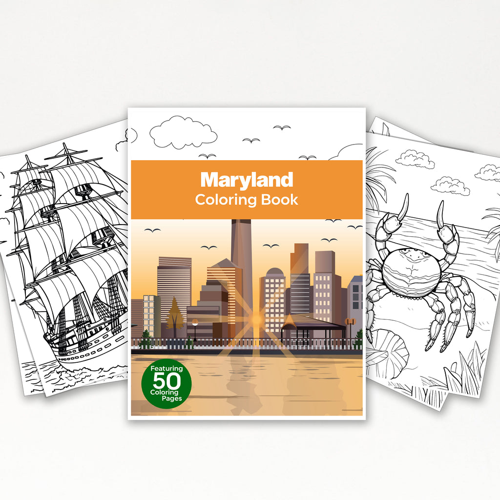50 Vibrant Maryland Printable Coloring Pages For Kids & Adults (INSTAN ...