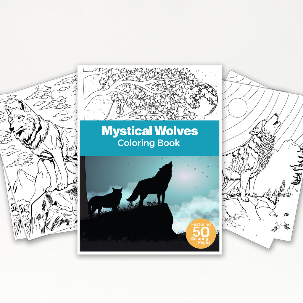 50 Mystical Wolves Printable Coloring Pages For Kids & Adults (INSTANT ...