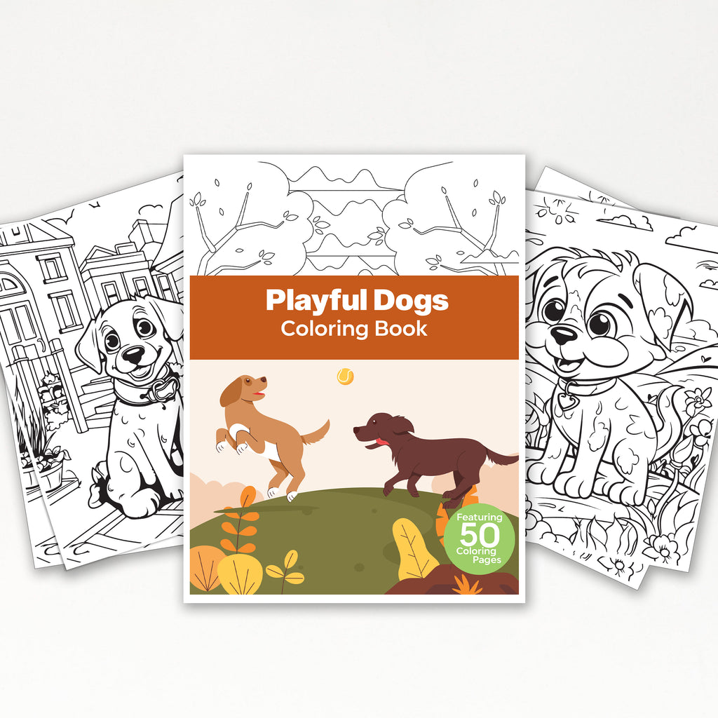 50 Playful Dogs Printable Coloring Pages For Kids And Adults (INSTANT ...