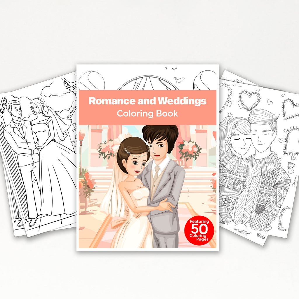 50 Romance & Wedding Printable Coloring Pages For Adults (INSTANT DOWN ...