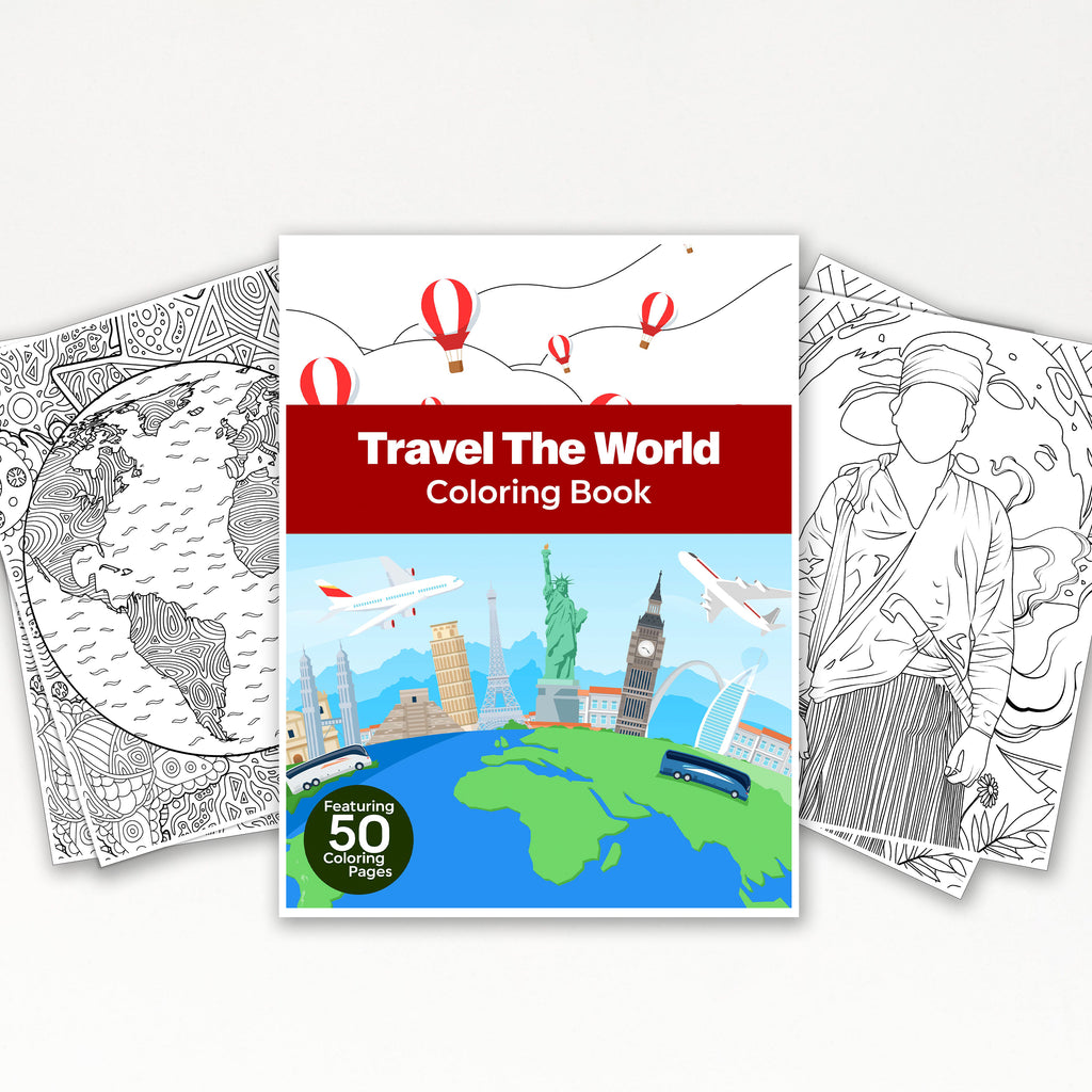 50 Wanderlust Travel Printable Coloring Pages For Kids & Adults (INSTA ...