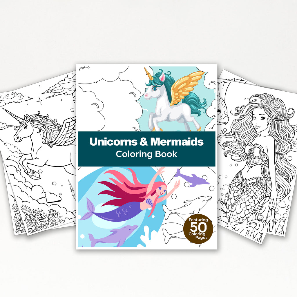 50 Magical Mermaid Printable Coloring Pages For Kids & Adults (INSTANT ...