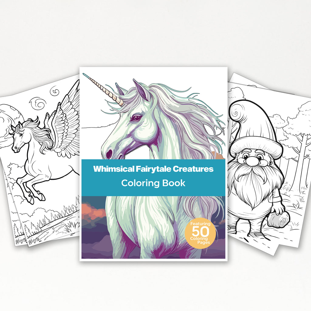 50 Whimsical Fairytale Creatures Printable Coloring Book For Kids & Ad ...