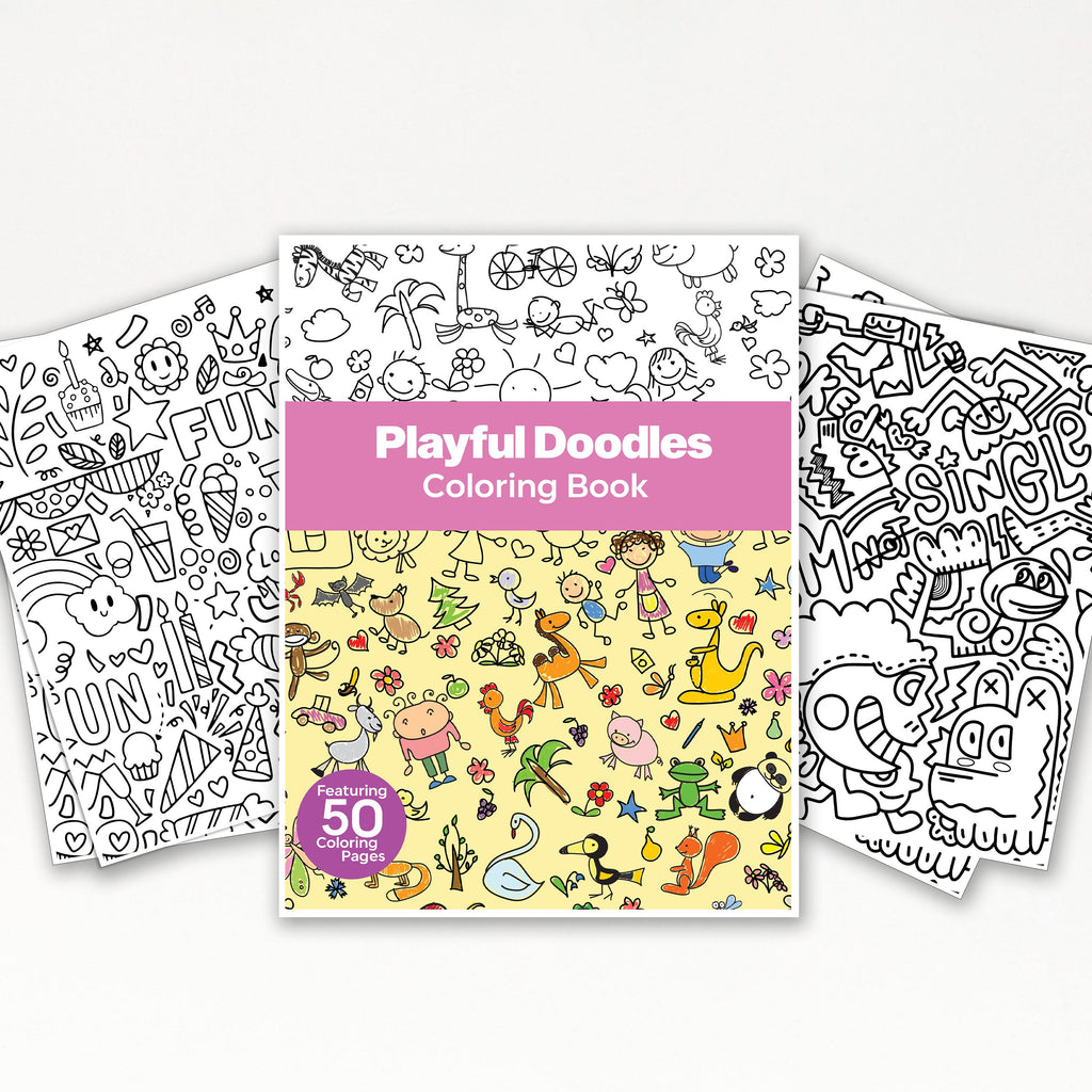 50 Playful Doodle Printable Coloring Pages For Kids & Adults (INSTANT ...