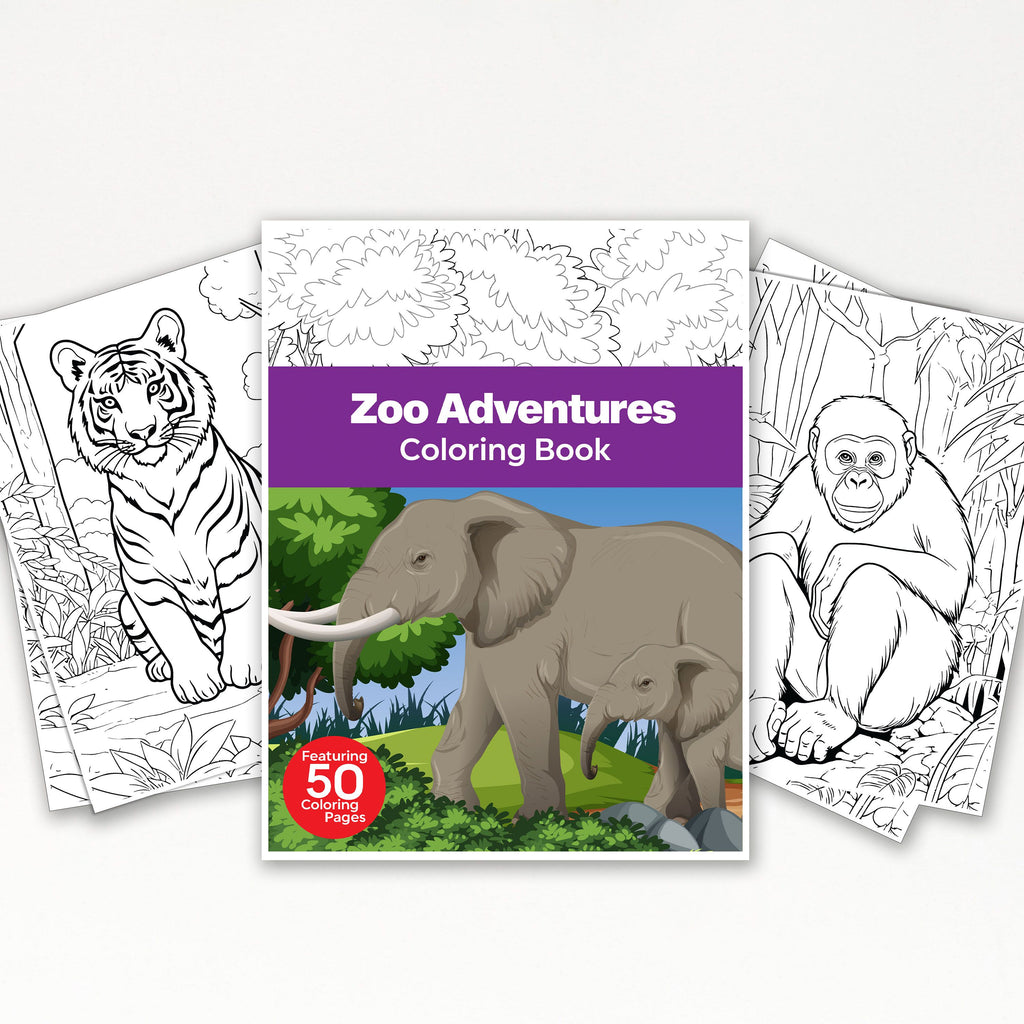 50 Zoo Adventure Printable Coloring Pages For Kids & Adults (INSTANT D ...