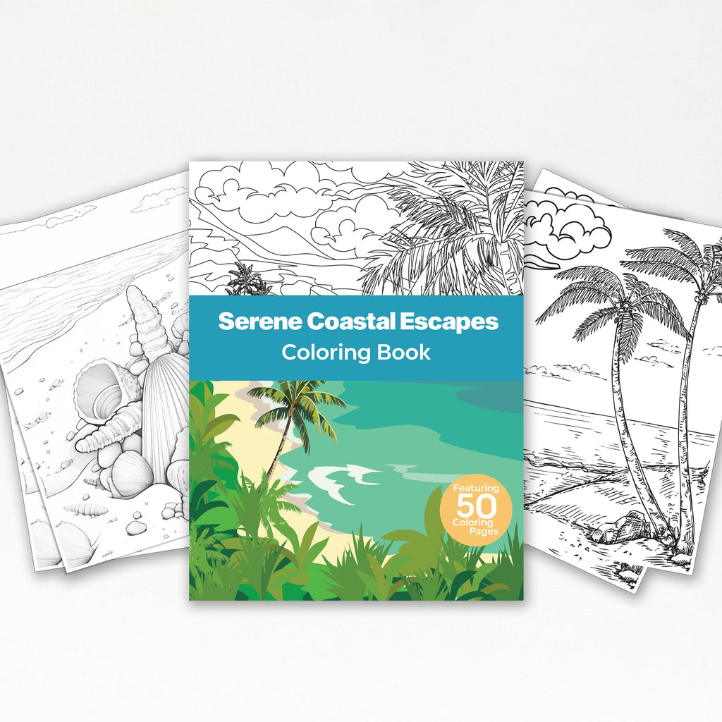 Serene Coastal Escape Printable Coloring Pages For Kids & Adults (INST ...