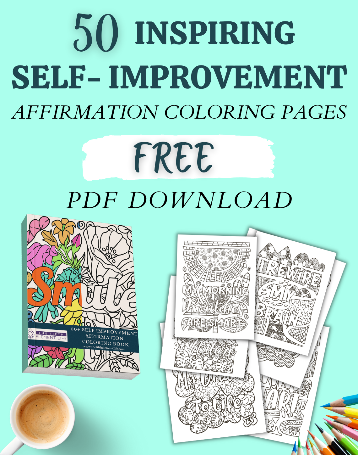 Inspiring Self-Improvement Affirmation Coloring Book Bundle To Become ...