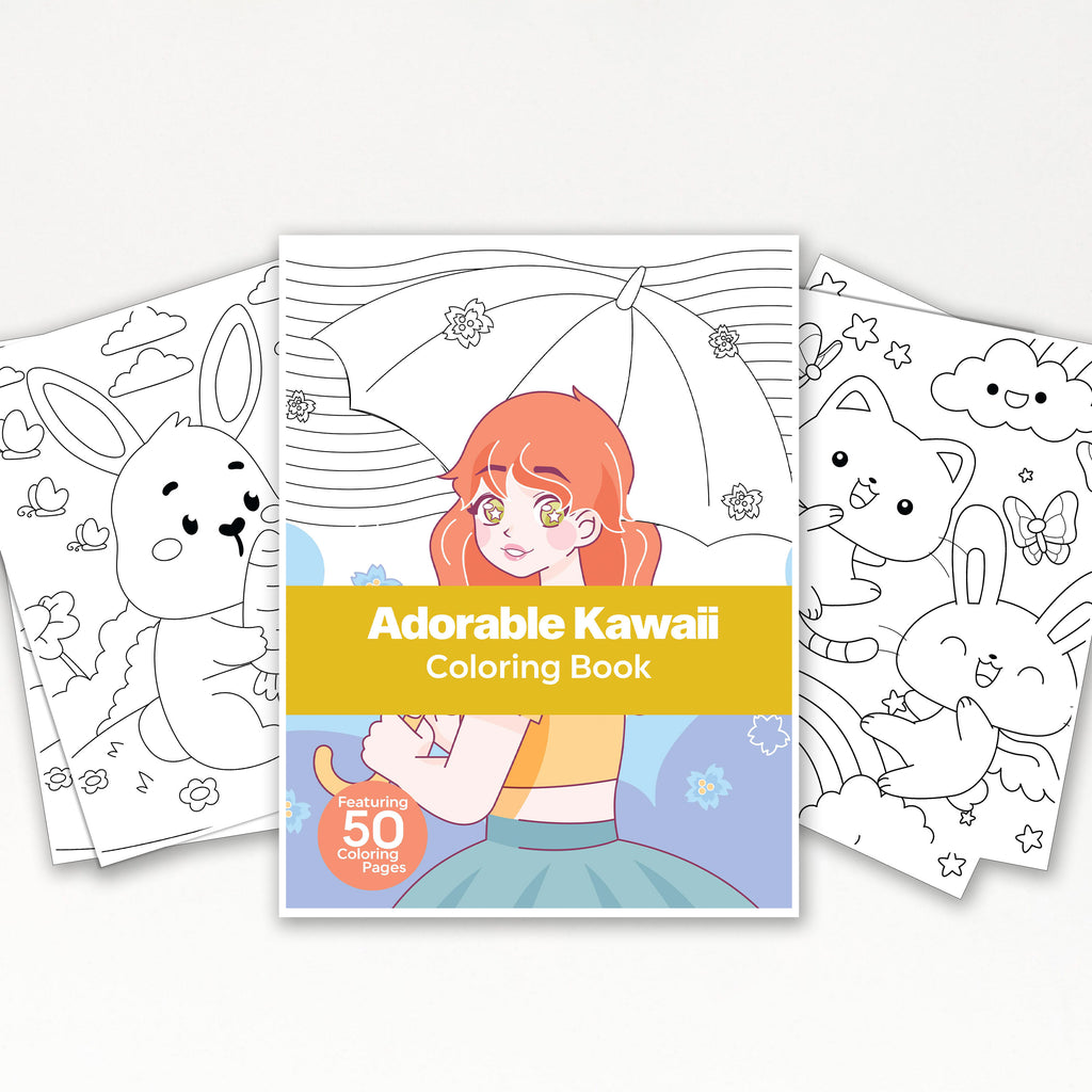 50 Adorable Kawaii Printable Coloring Pages For Kids & Adults (INSTANT ...