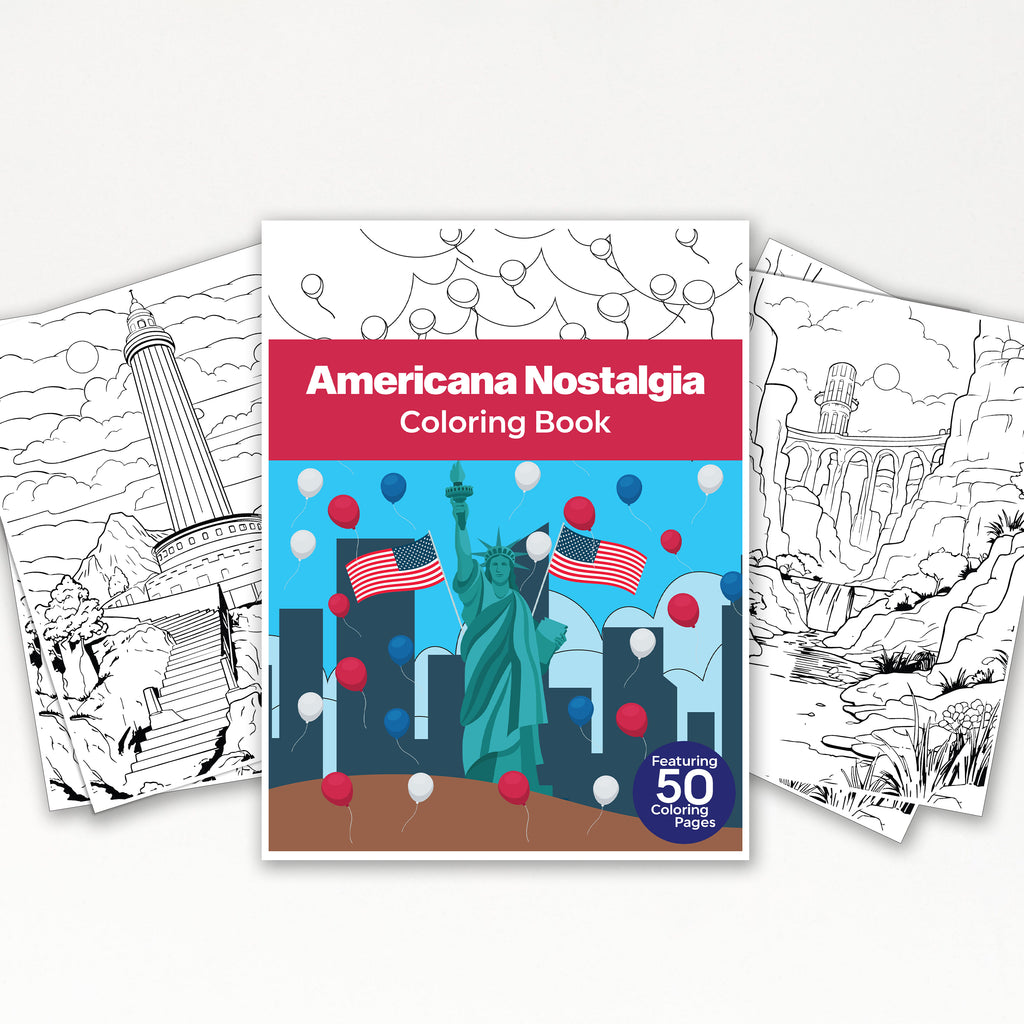 50 Americana Nostalgia Printable Coloring Pages For Kids & Adults (INS ...
