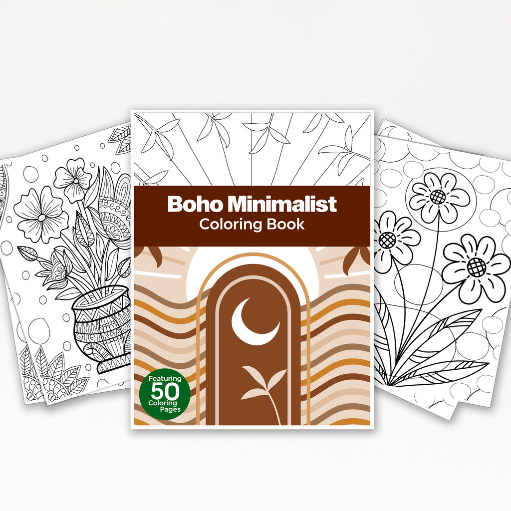50 Boho Minimalist Printable Coloring Pages For Kids & Adults (INSTANT ...