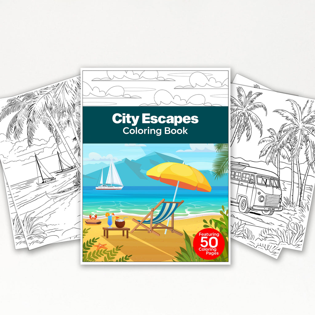50 City Escape Printable Coloring Pages For Kids & Adults (INSTANT DOW ...