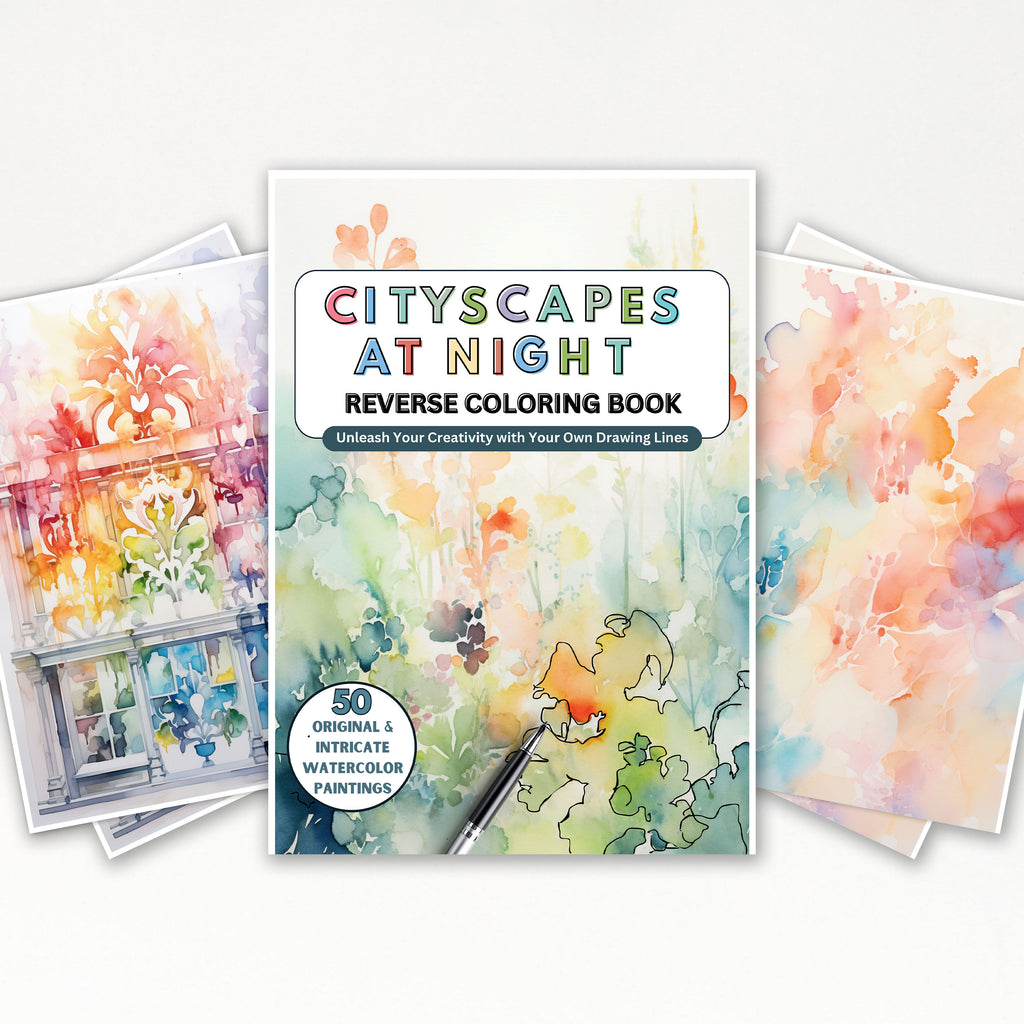 50 Cityscapes At Night Printable Reverse Coloring Pages For Kids And A ...