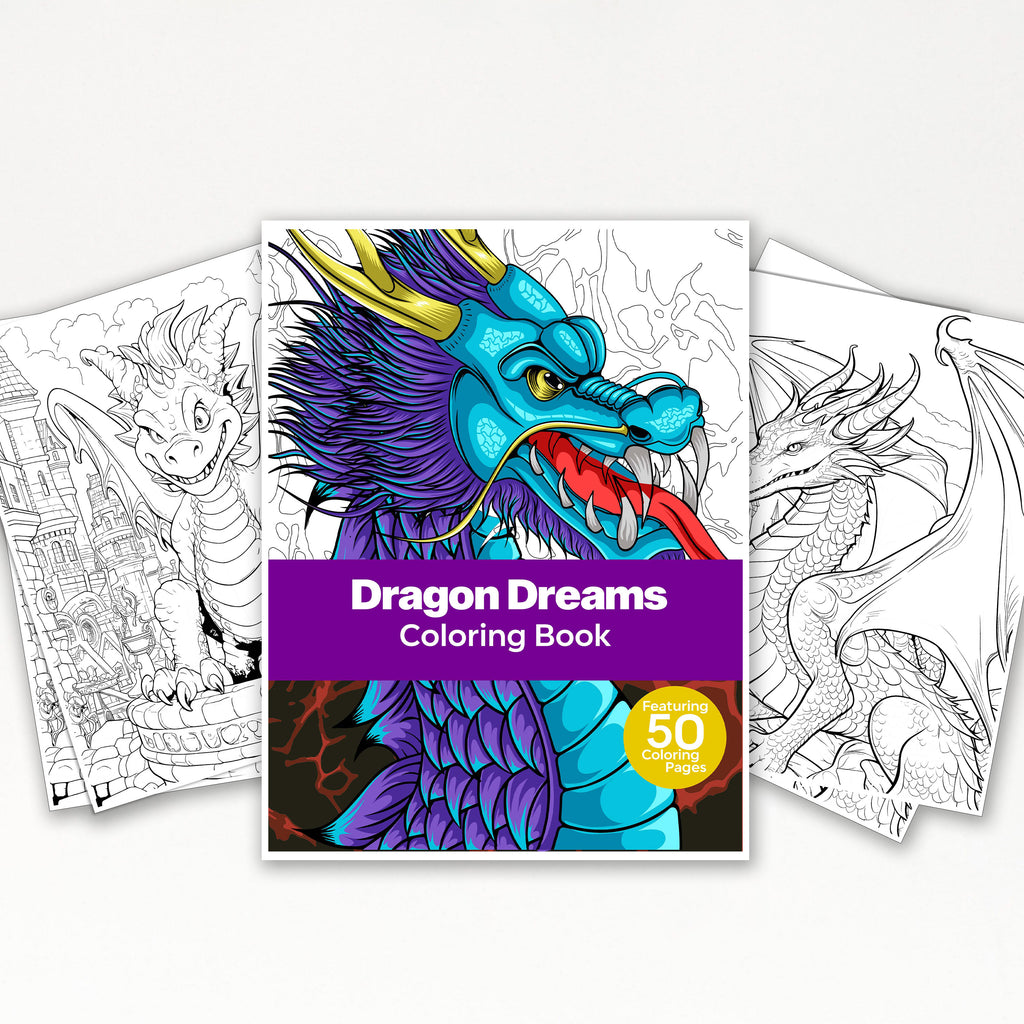 50 Dragon Dream Printable Coloring Pages For Kids & Adults (INSTANT DO ...