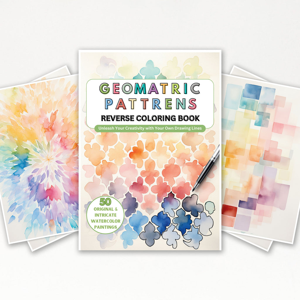 50 Geometric Patterns Printable Reverse Coloring Pages For Kids And Ad ...