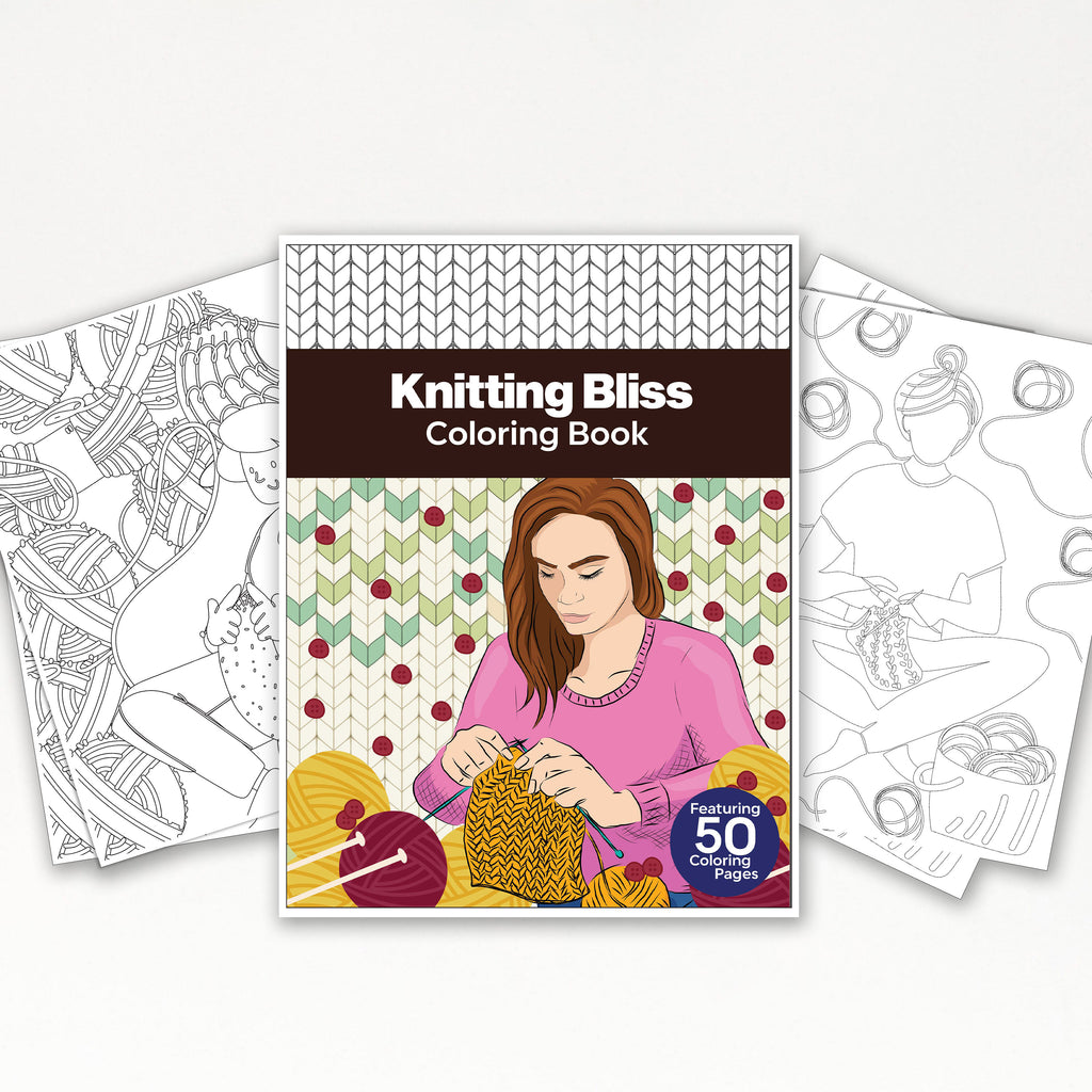 50 Knitting Bliss Printable Coloring Pages For Kids & Adults (INSTANT ...