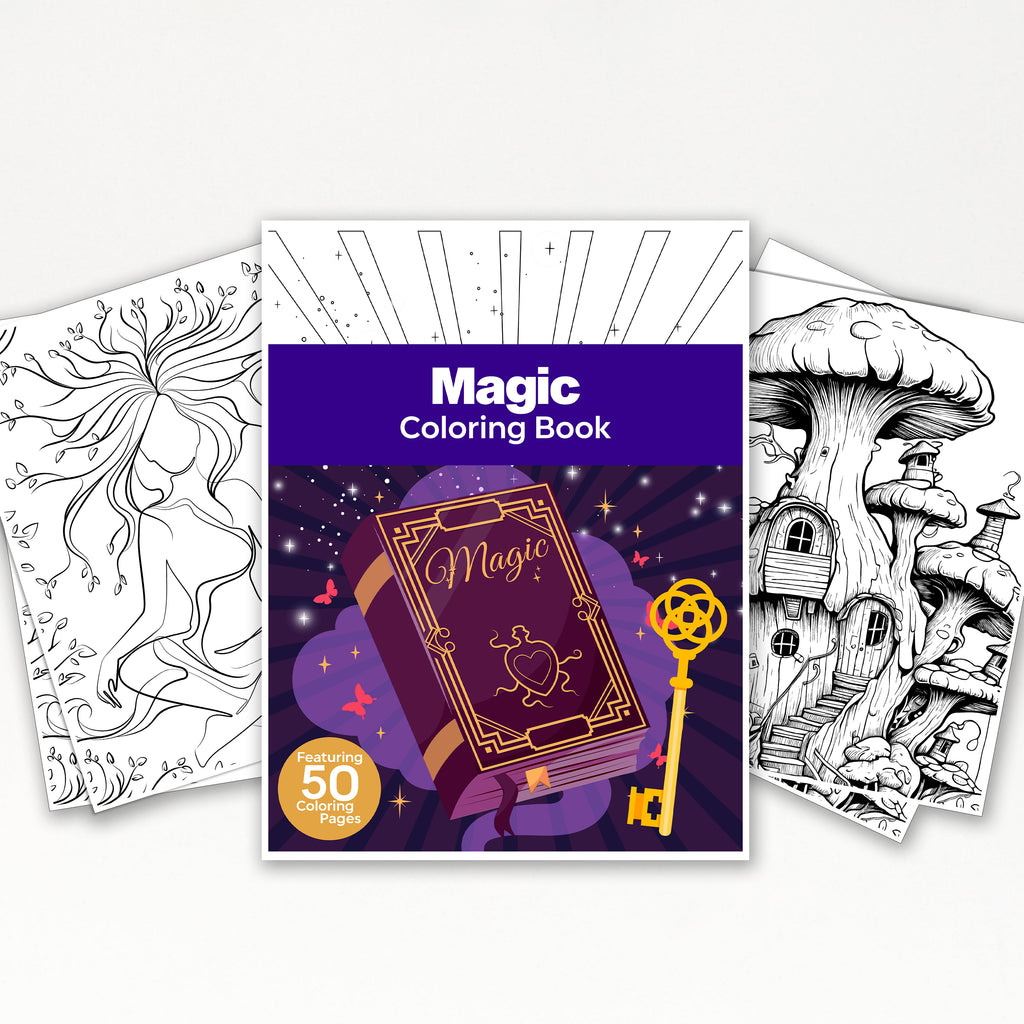 50 Enchanting Magic Printable Coloring Pages For Kids & Adults (INSTAN ...