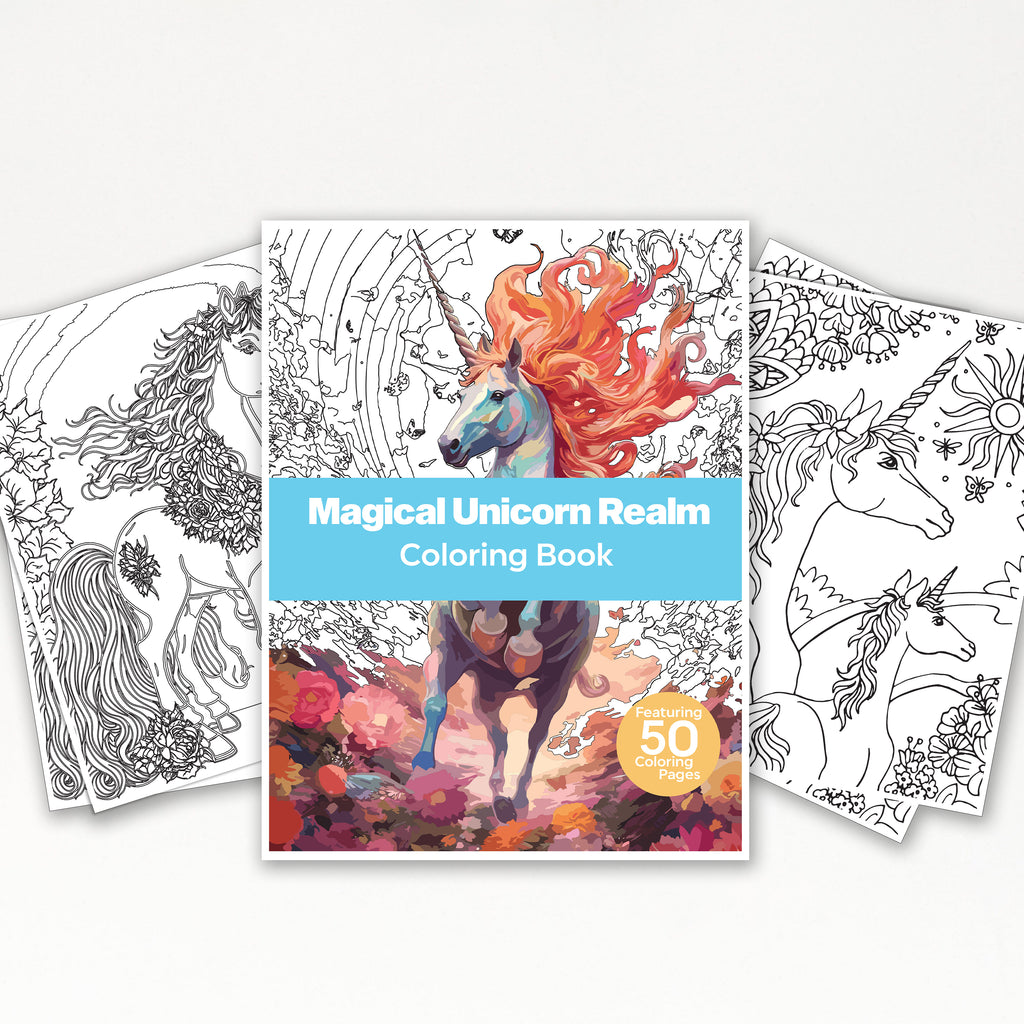 50 Magical Unicorn Realm Printable Coloring Pages For Kids & Adults (I ...