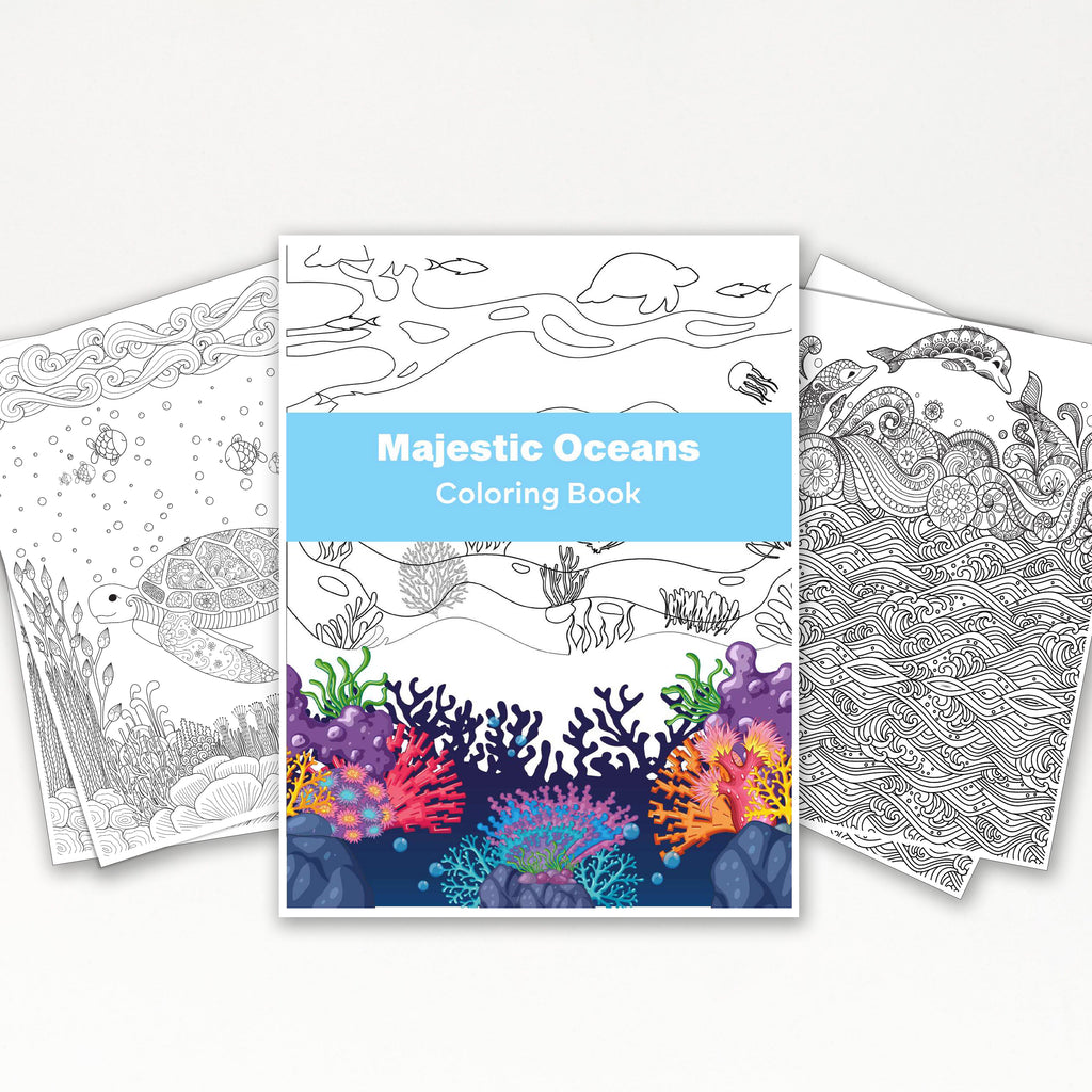 50 Majestic Ocean Printable Coloring Pages For Kids & Adults (INSTANT ...