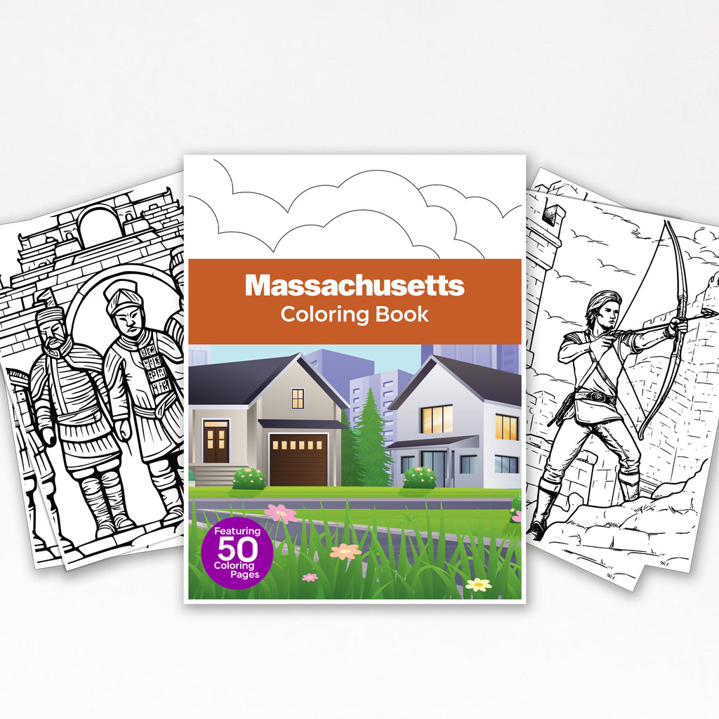 50 Vibrant Massachusetts Printable Coloring Book For Kids & Adults (IN ...