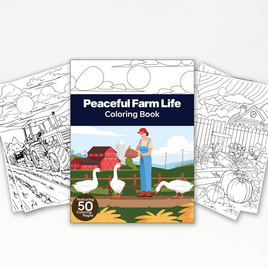 Peaceful Farm Life Printable Coloring Pages For Kids & Adults (INSTANT ...