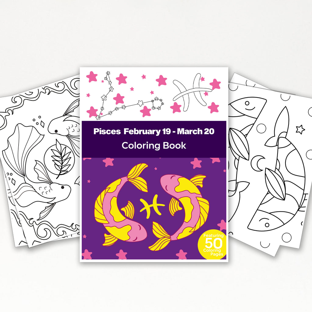 50 Amazing Pisces Printable Coloring Pages For Kids & Adults (INSTANT ...
