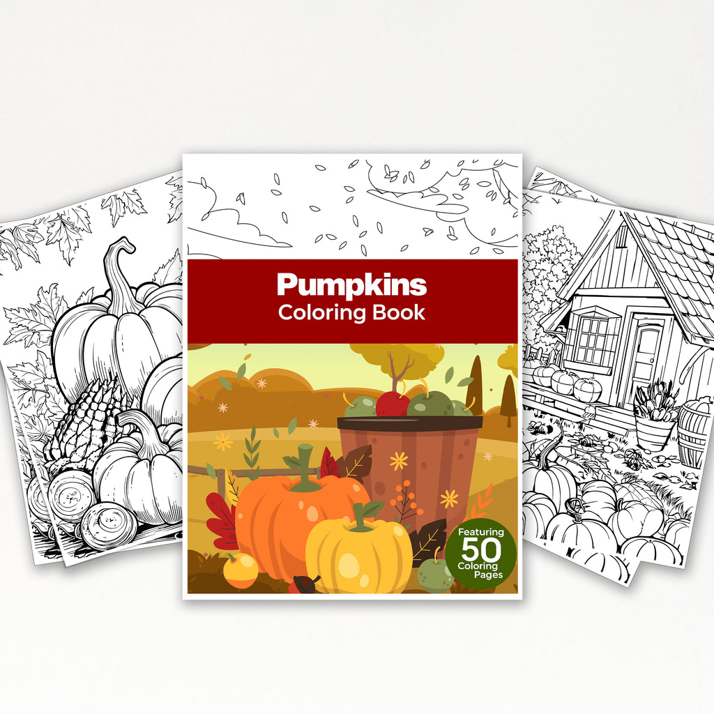 50 Festive Pumpkin Printable Coloring Pages For Kids & Adults (INSTANT ...