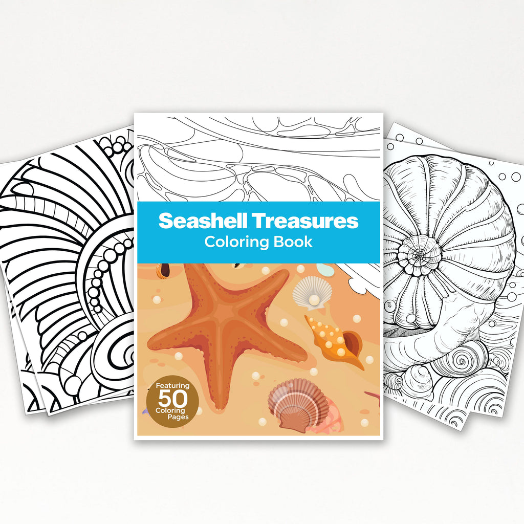 50 Seashell Treasures Printable Coloring Pages For Kids & Adults (INST ...