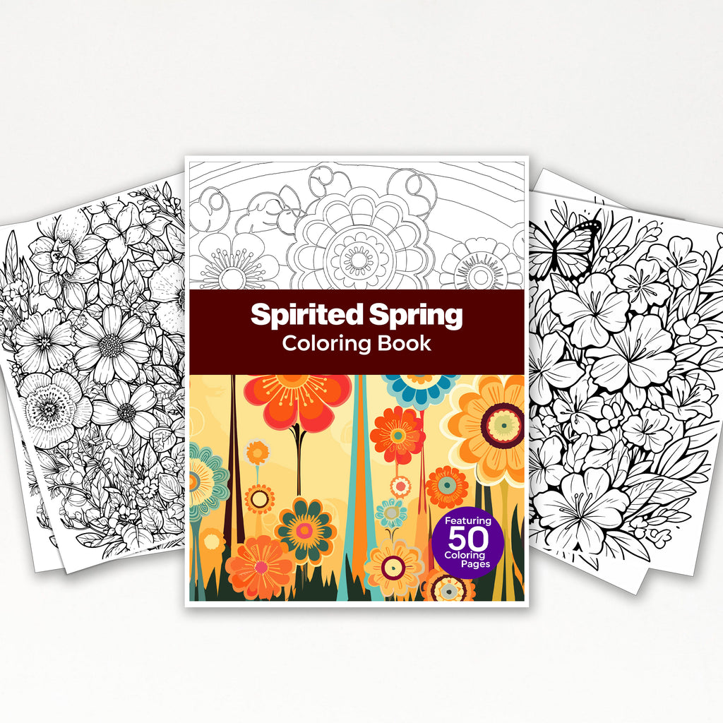 50 Spirited Spring Printable Coloring Pages For Kids & Adults (INSTANT ...