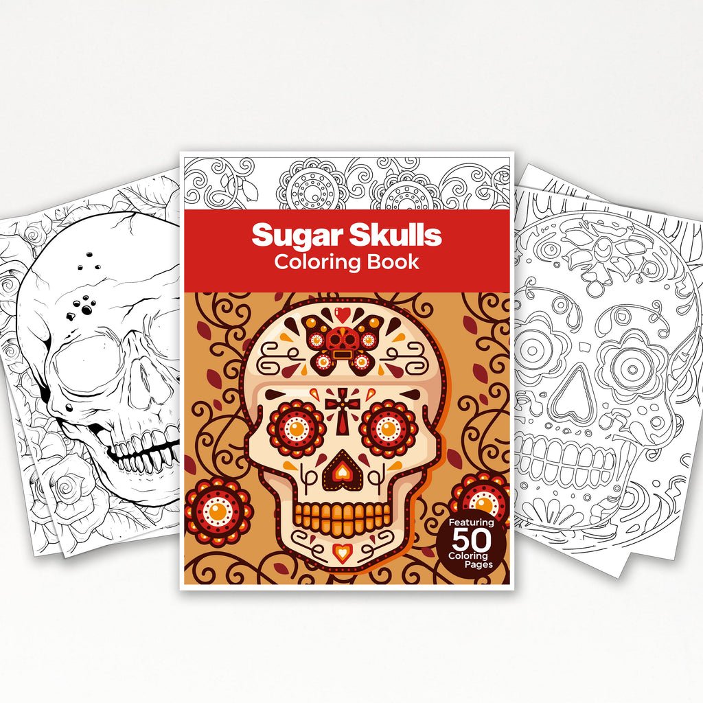 50 Sugar Skulls Printable Coloring Pages For Kids & Adults (INSTANT DO ...