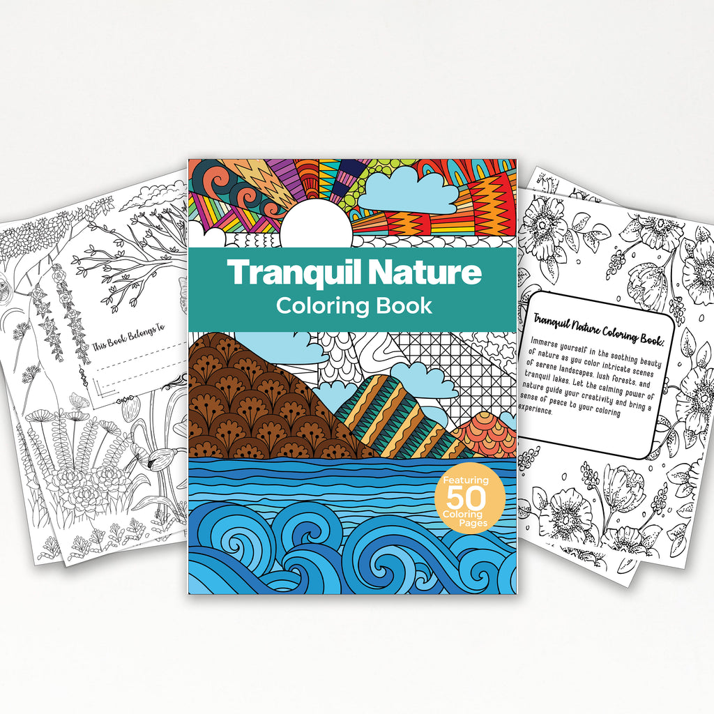 50 Tranquil Nature Printable Coloring Pages For Kids & Adults (INSTANT ...