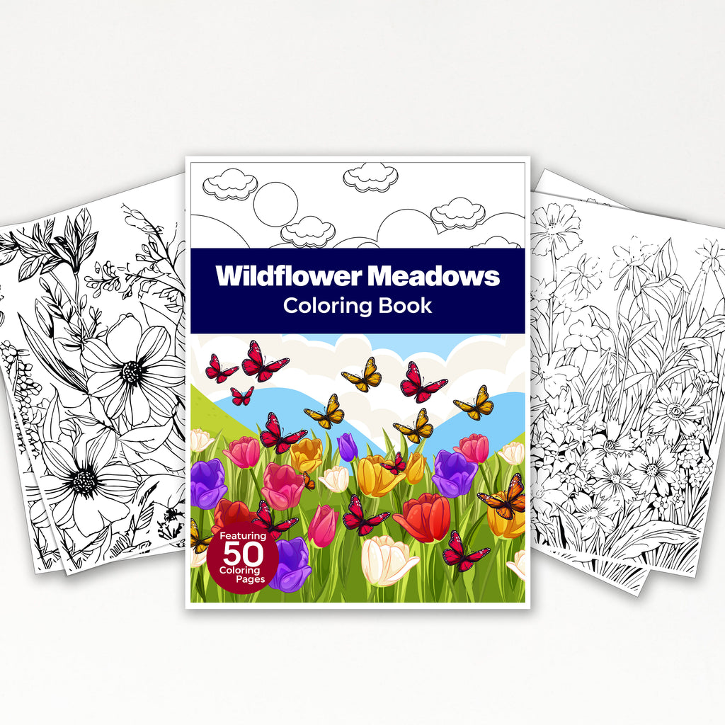 50 Wildflower Meadow Printable Coloring Pages For Kids & Adults (INSTA ...