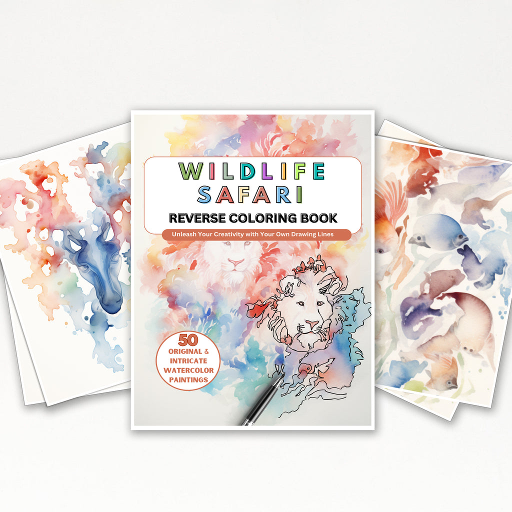 50 Wildlife Safari Printable Reverse Coloring Pages For Kids And Adult ...