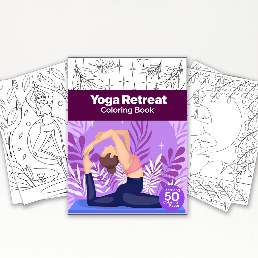 50 Yoga Retreat Printable Coloring Pages For Kids & Adults (INSTANT DO ...