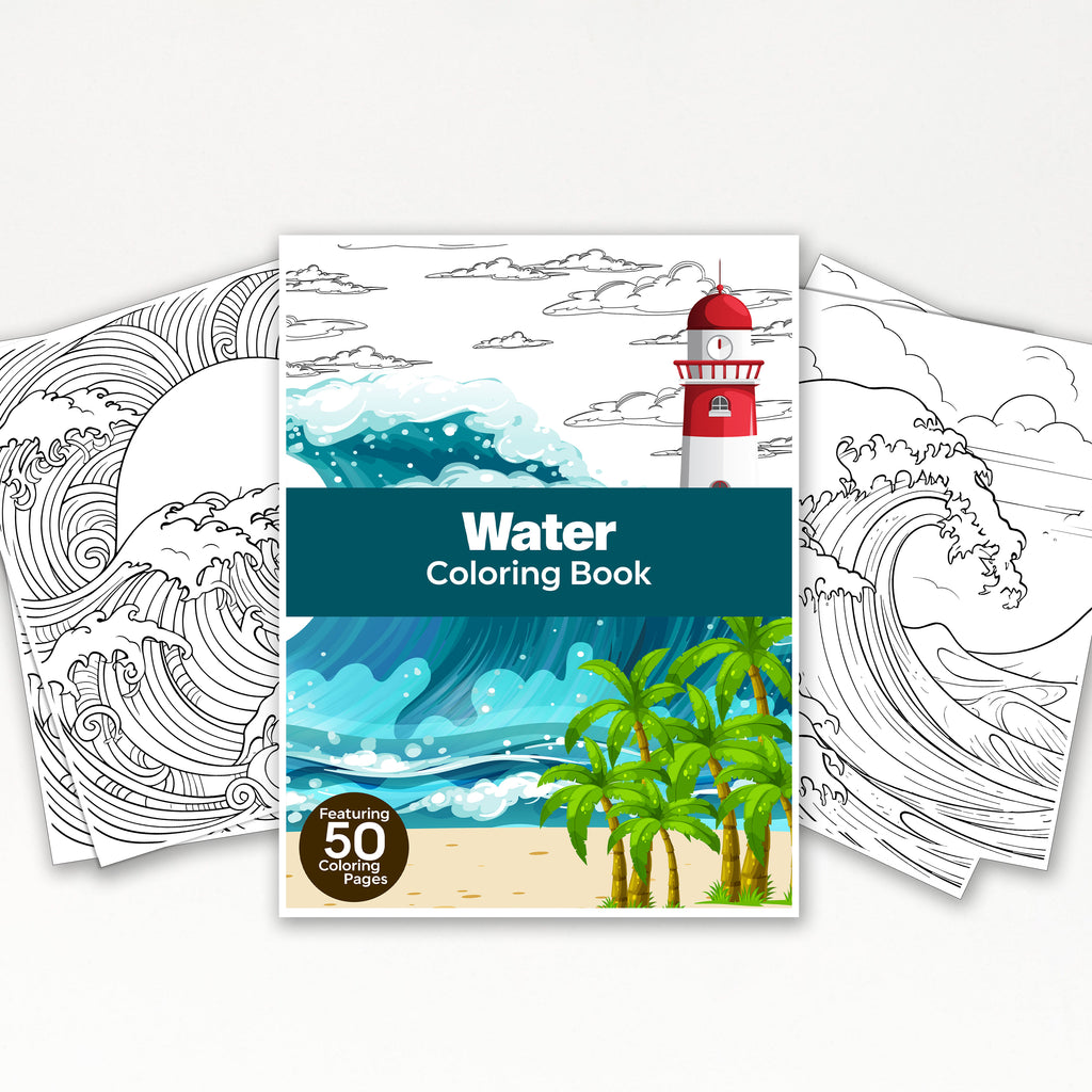 50 Serene Water Printable Coloring Pages For Kids & Adults (INSTANT DO ...