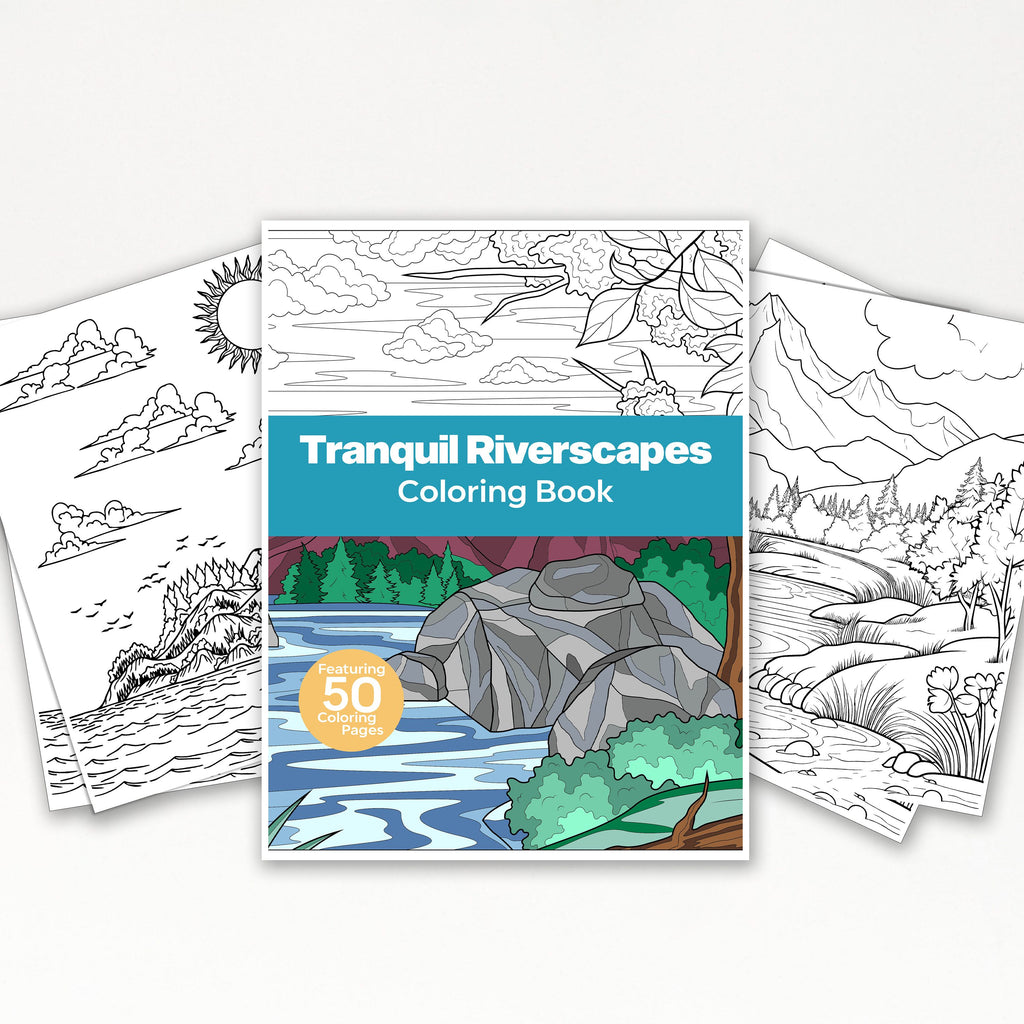 50 Tranquil Riverscape Printable Coloring Pages For Kids & Adults (INS ...