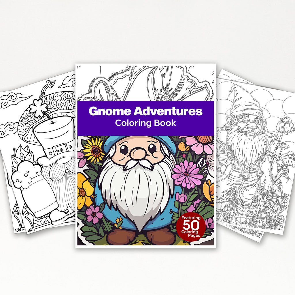 50 Gnome Adventure Printable Coloring Pages For Kids & Adults (INSTANT ...