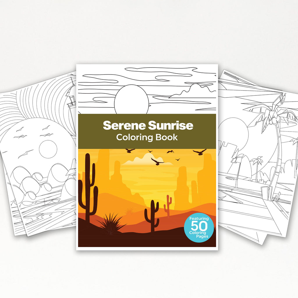 50 Serene Sunrise Printable Coloring Pages For Kids & Adults (INSTANT ...