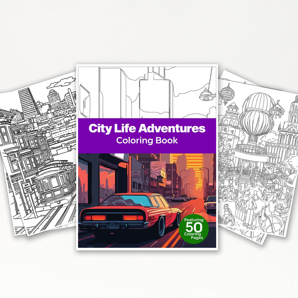 50 City Life Adventure Printable Coloring Pages For Kids & Adults (INS ...